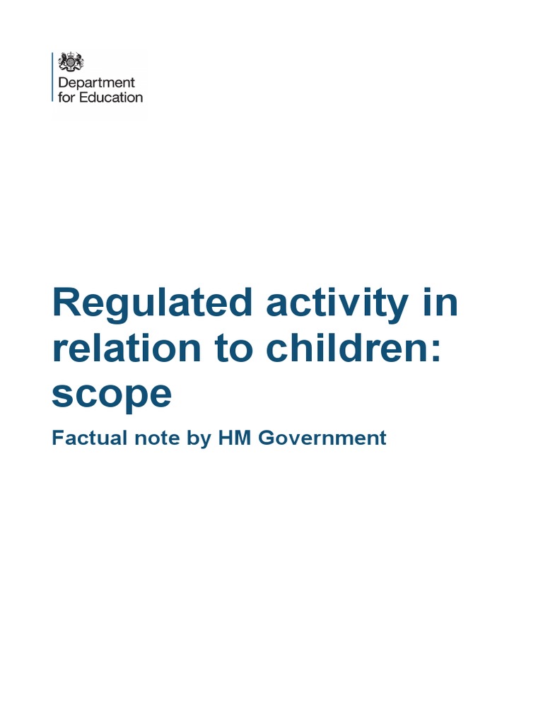 Regulated Activity in Relation To Children PDF | PDF | Child Care ...