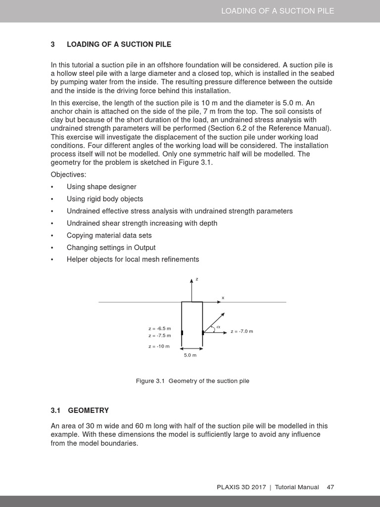 PLAXIS 3D2017 Tutorial Lesson 03 Loading of Suction Pile | PDF | Deep ...