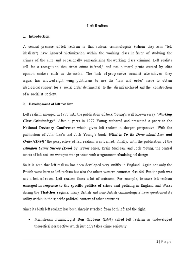 Left Realism | PDF | Criminology | Crime & Violence