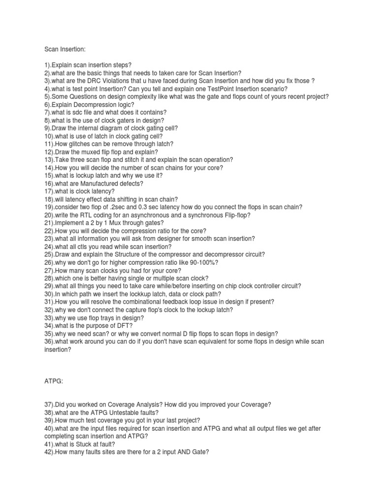 DFT Interview Questions | Download Free PDF | Computer Engineering ...