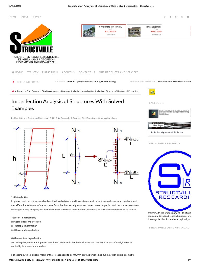 Imperfection Analysis of Structures With Solved Examples - Structville ...