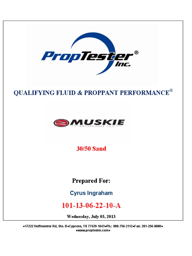 Muskie Proppant LLC: Qualifying Fluid & Proppant Performance | PDF ...