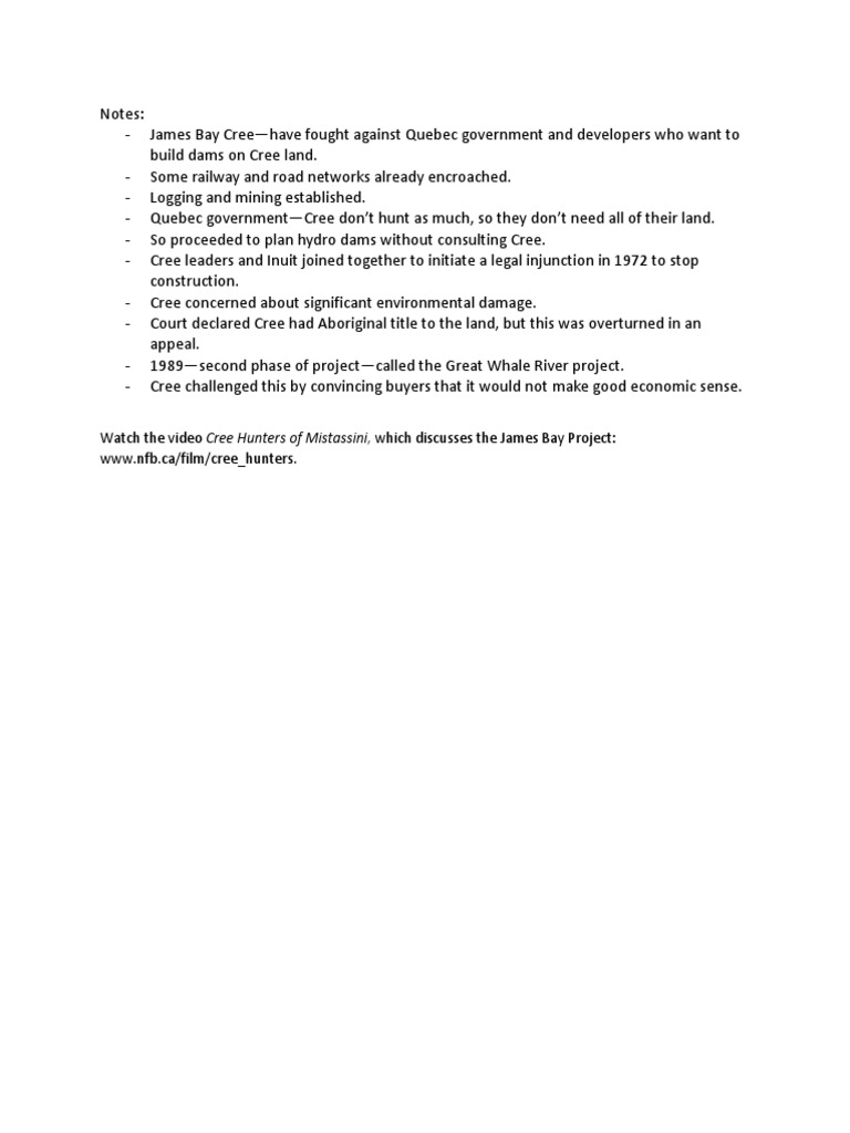 Watch The Video Cree Hunters of Mistassini, Which Discusses The James ...