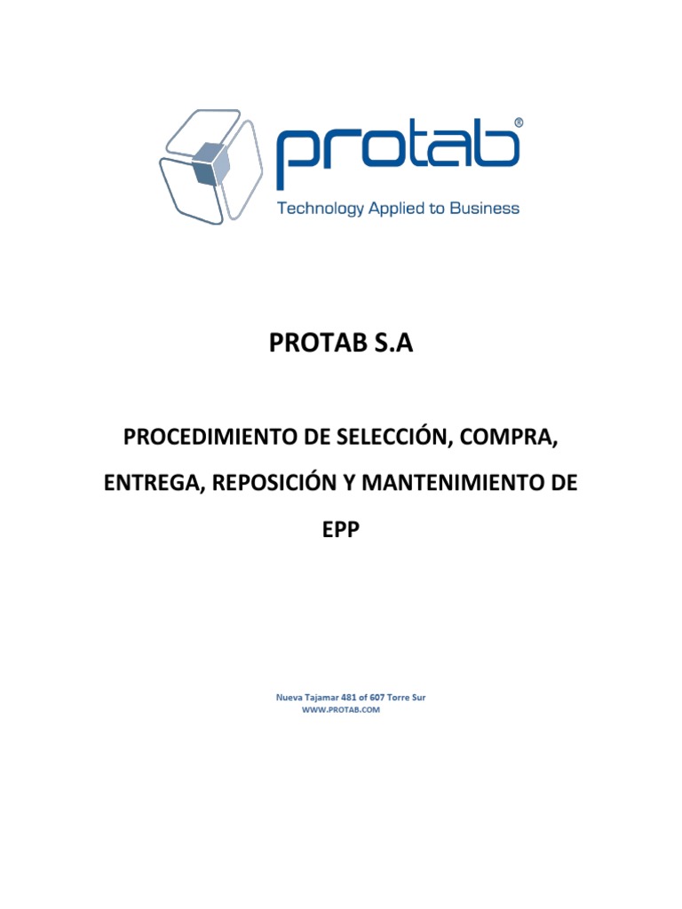 Gestión de EPP en PROTAB S.A | PDF | Negocios (general) | Salud y bienestar