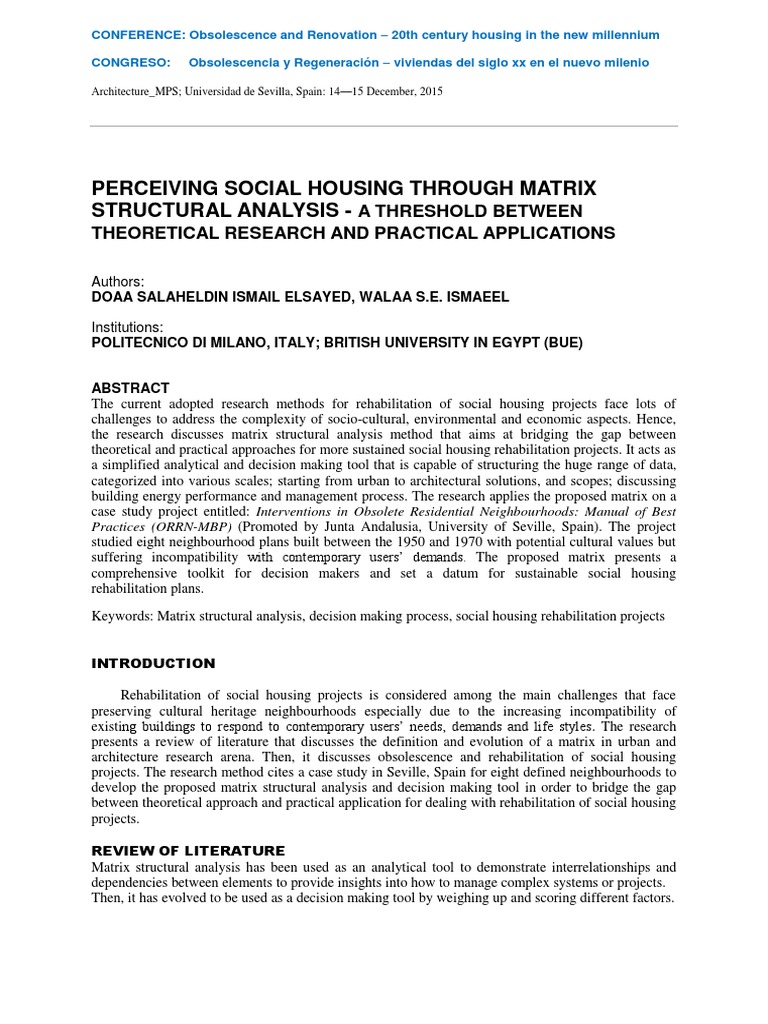 Perceiving Social Housing Through Matrix Structural Analysis - A ...