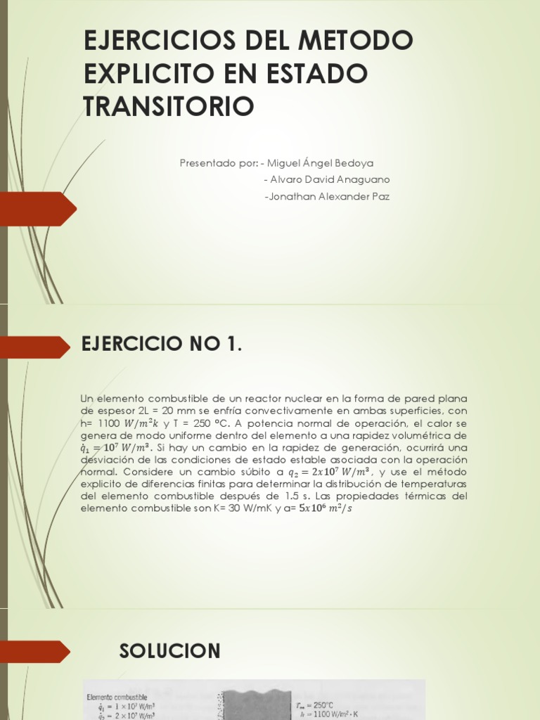 Ejercicios Metodo Explicito en Estado Transitorio | PDF | Calor | Transferencia de calor