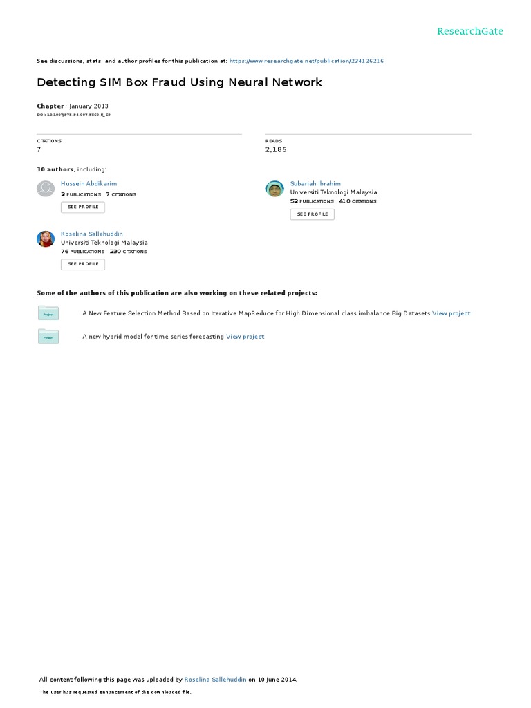 Detecting SIM Box Fraud Using Neural Network | PDF | Artificial Neural Network | Accuracy And ...