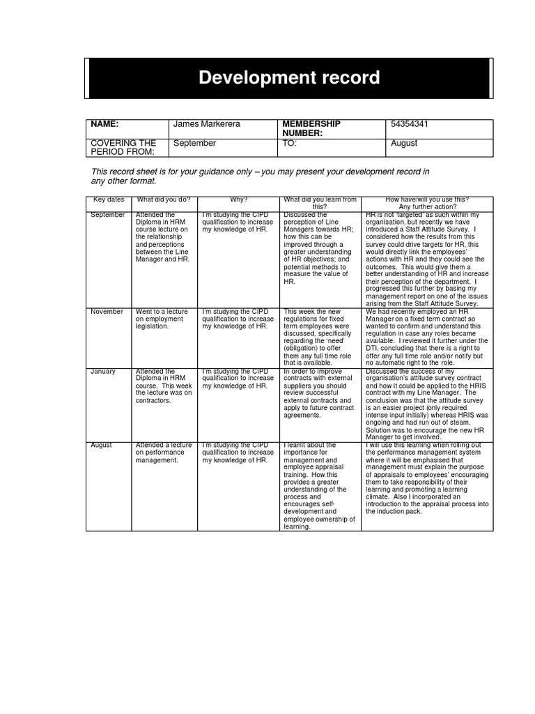 CPD Example Student | Recruitment | Employment | Free 30-day Trial | Scribd