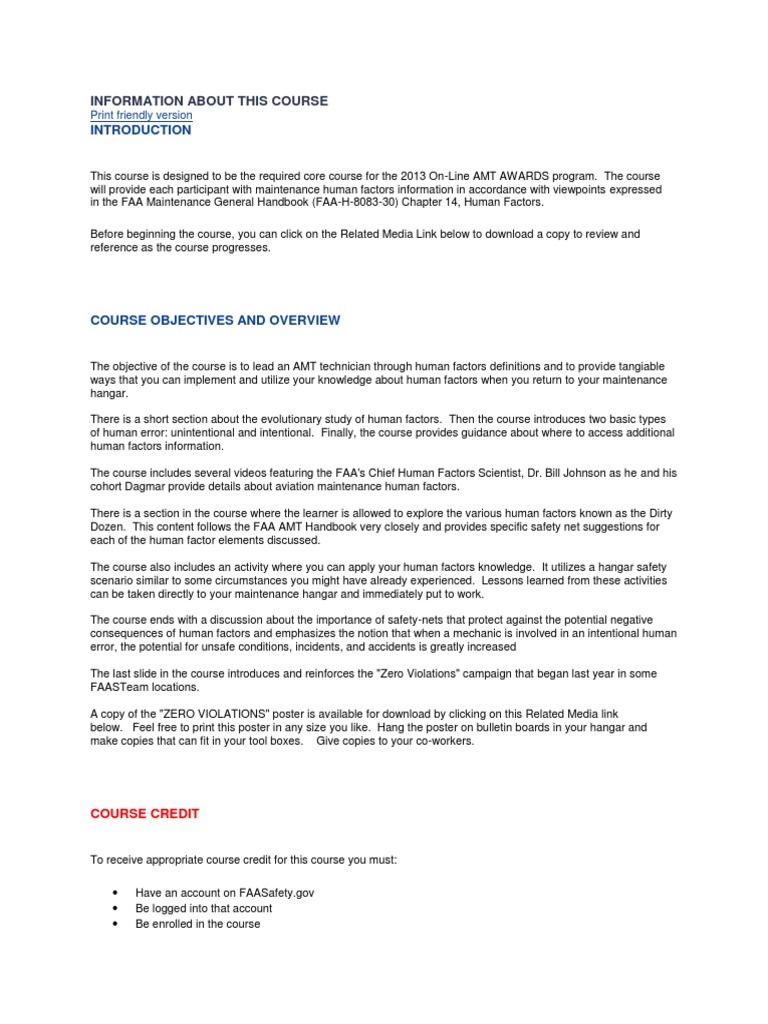 AMT Human Factors Course | PDF | Human Factors And Ergonomics | Error