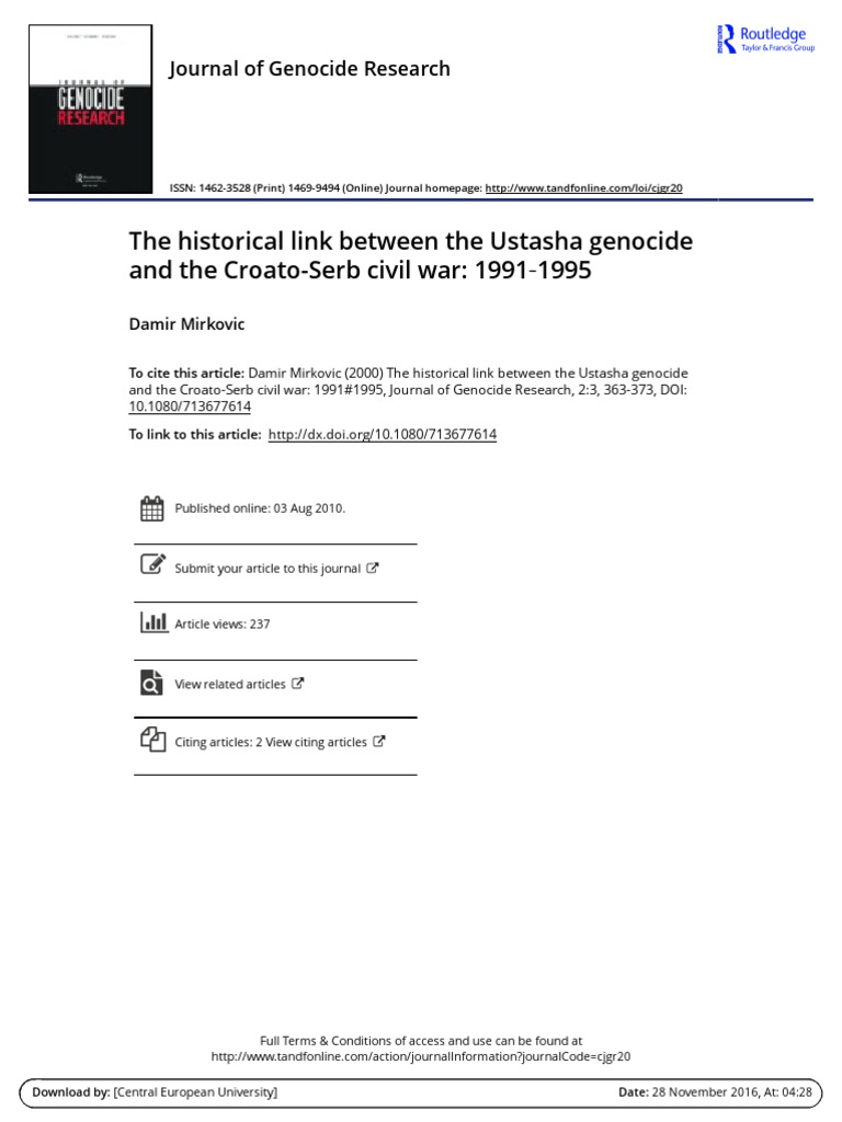 Mirkovic - Damir - The Historical Link Between The Ustasha Genocide and ...