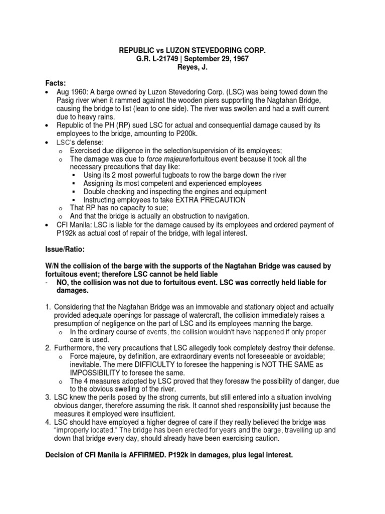 Liability of Luzon Stevedoring Corp. | PDF | Private Law | Social ...