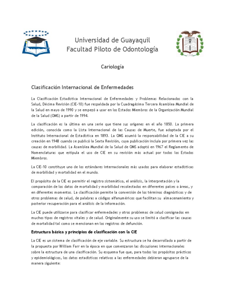 Clasificación Internacional de Enfermedades | PDF | Clasificación estadística internacional de ...
