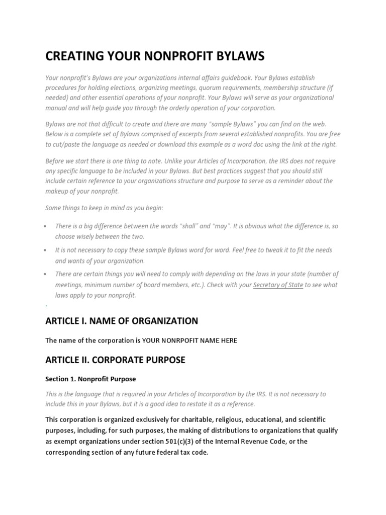 Sample Bylaws Nonprofitally | Board Of Directors | Indemnity