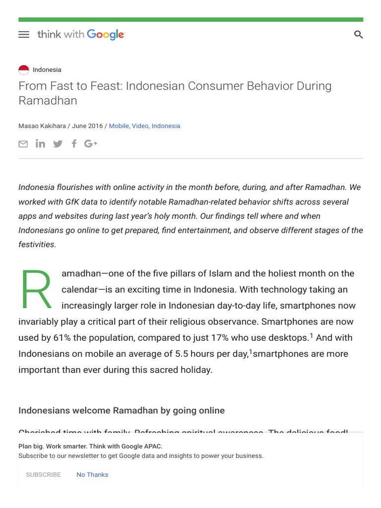 From Fast To Feast - Indonesian Consumer Behavior During Ramadhan ...