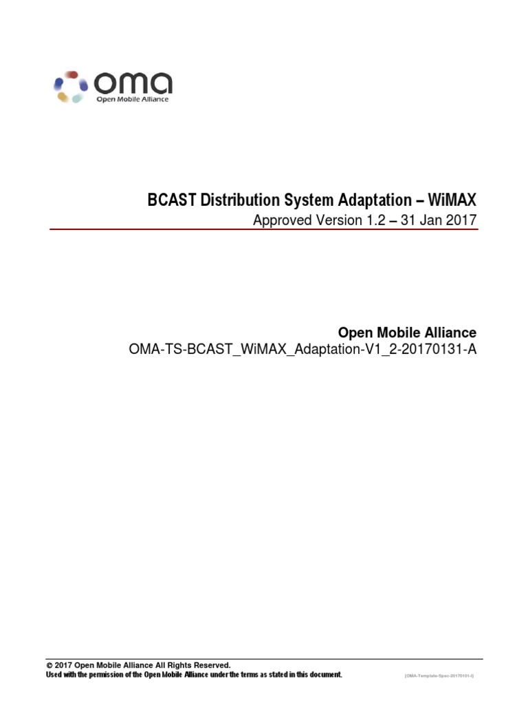 Oma Ts Bcast Wimax Adaptation v1!2!20170131 A | PDF | Wi Max ...
