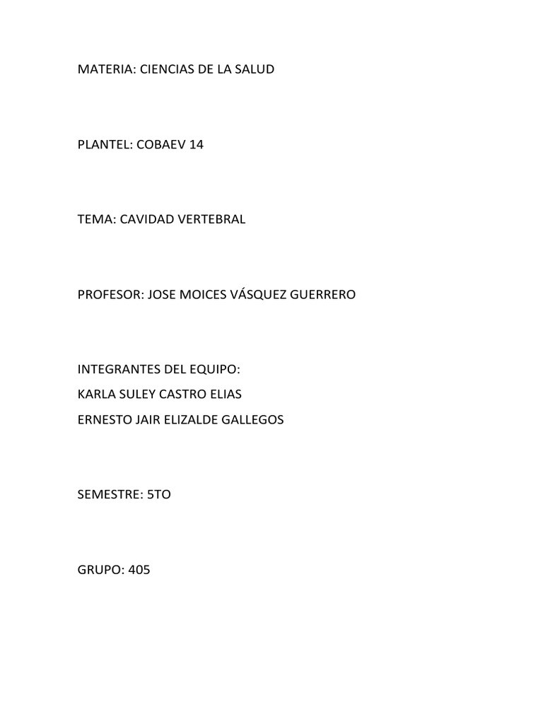 Cavidad Vertebral | PDF | Términos anatómicos de ubicación | Mano