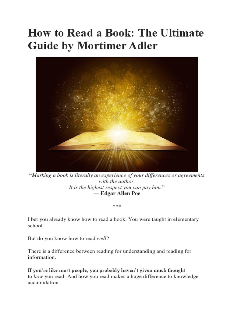 How To Read A Book: The Ultimate Guide by Mortimer Adler: With The ...