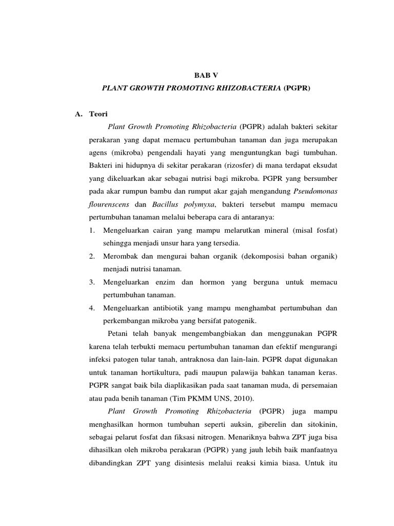 Bab V: Plant Growth Promoting Rhizobacteria (PGPR) | PDF | Wellness | Technology & Engineering