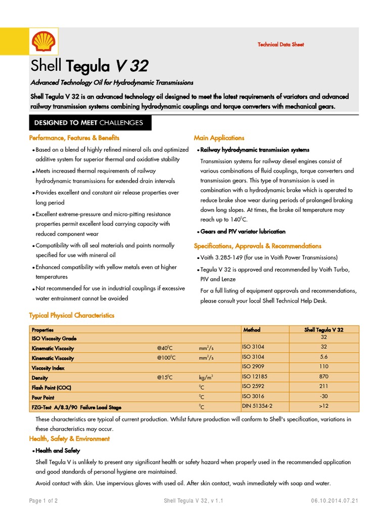 Shell Tegula V 32 (En) | PDF | Transmission (Mechanics) | Mechanical ...