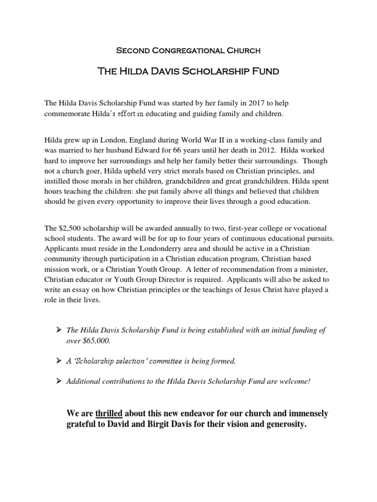 Hilda Davis Scholarship Details | PDF