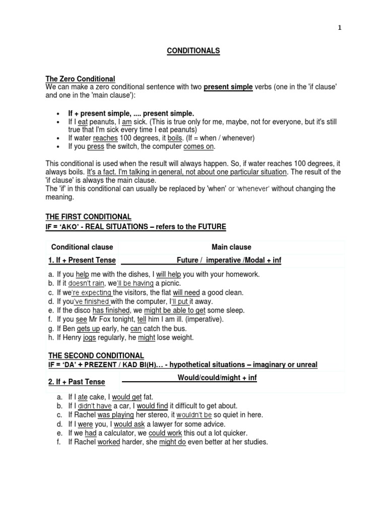 Conditionals | PDF | Grammar | Syntax