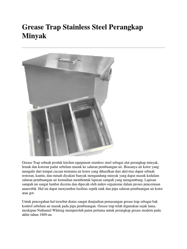 Grease Trap Stainless Steel for Kitchens | PDF