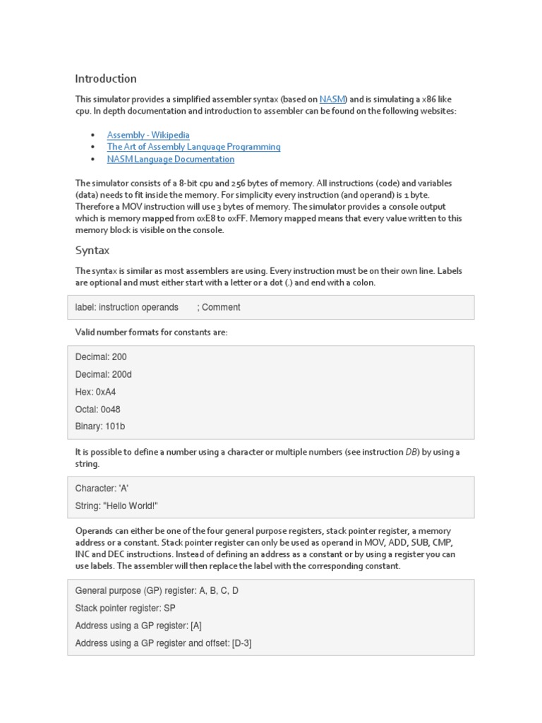 Instruction Set | PDF | Assembly Language | Subroutine