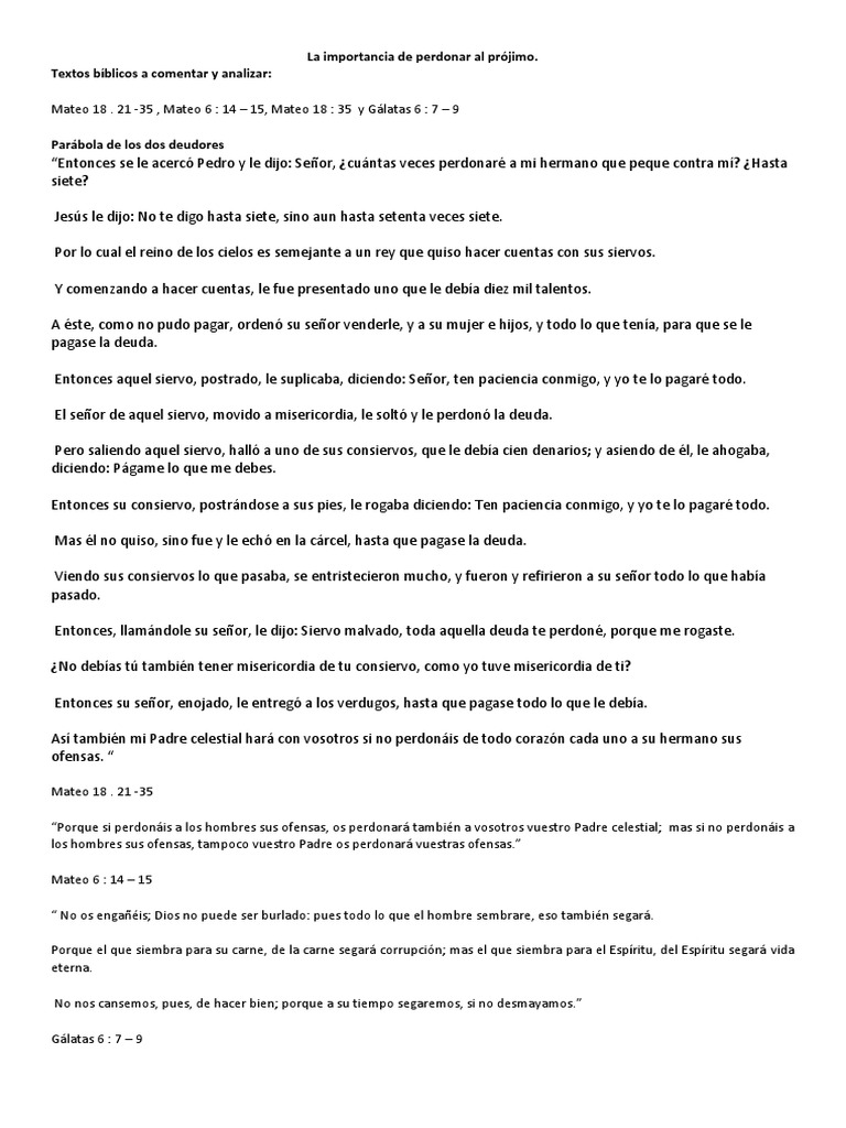 La Importancia de Perdonar Al Prójimo | PDF | Pecado | Perdón
