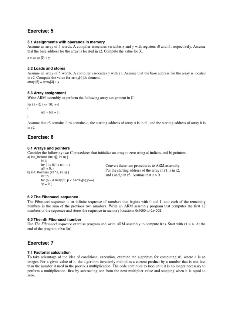 Exercise: 5: 5.1 Assignments With Operands in Memory | PDF | Array Data ...