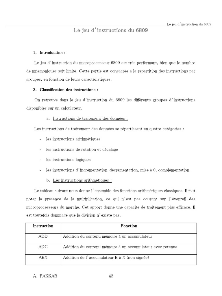 Le Jeu D'instruction Du 6809 | PDF | Pointer (Computer Programming) | Computer Architecture