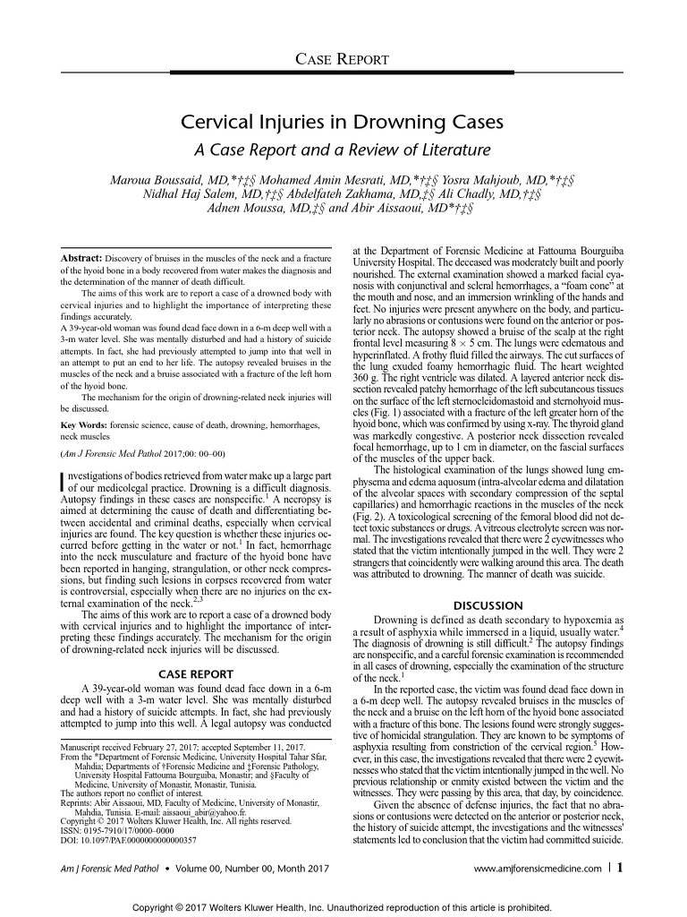 Drowning Case | Download Free PDF | Neck | Autopsy