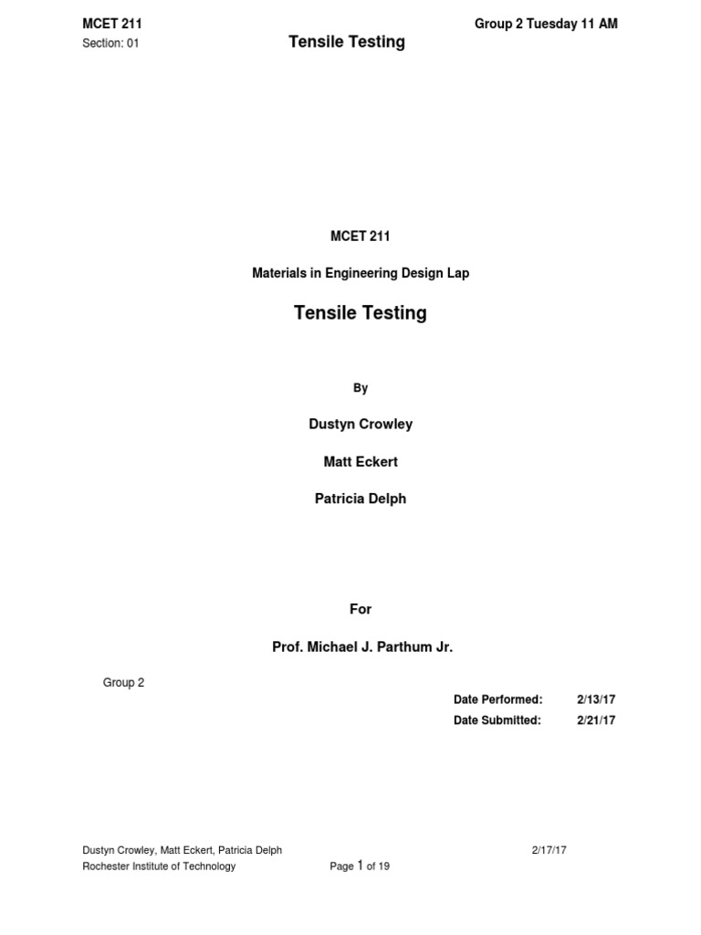 lab report - tensile testing | Ultimate Tensile Strength | Polyethylene