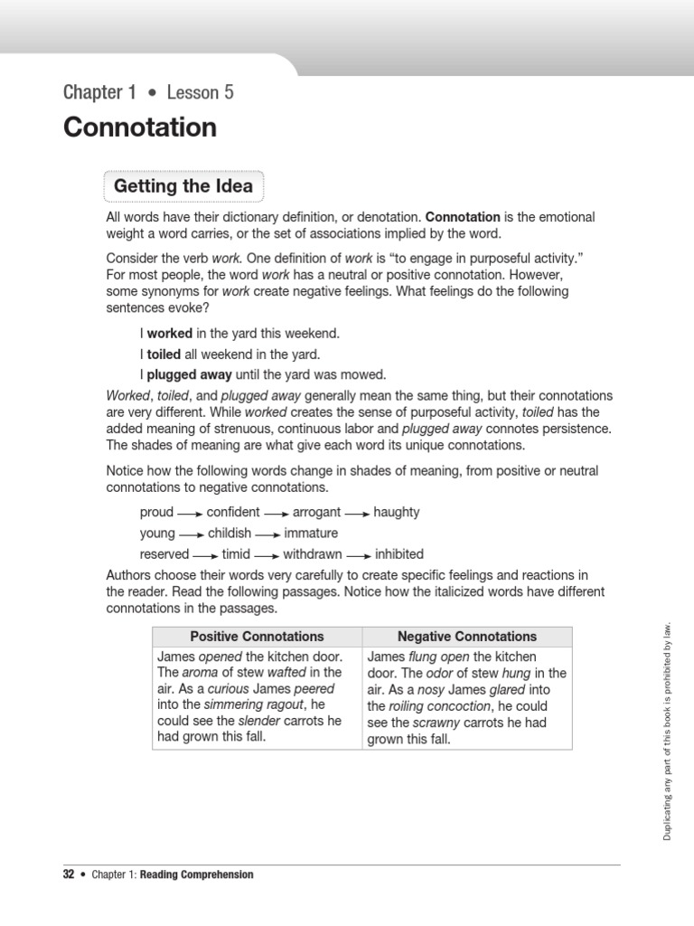 Connotation: Chapter 1 - Lesson 5 | PDF | Cereals