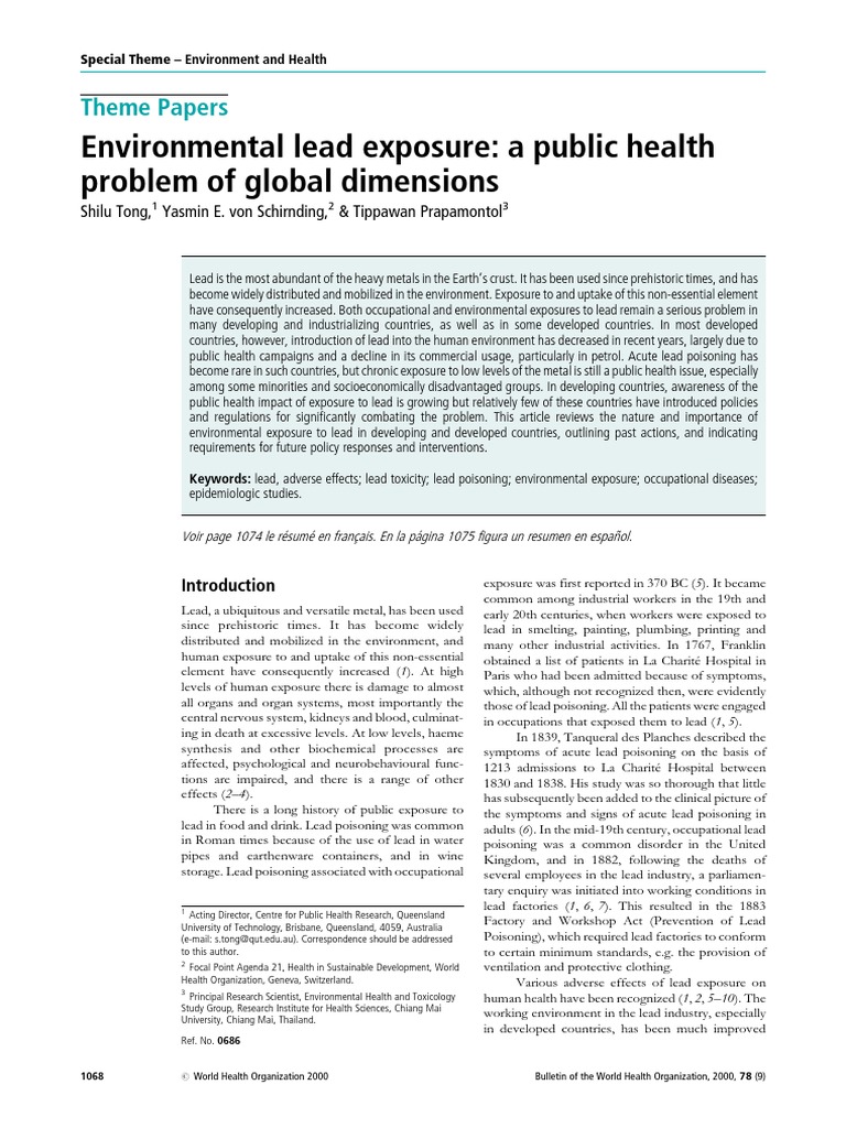 Environmental Lead Exposure: A Public Health Problem of Global ...