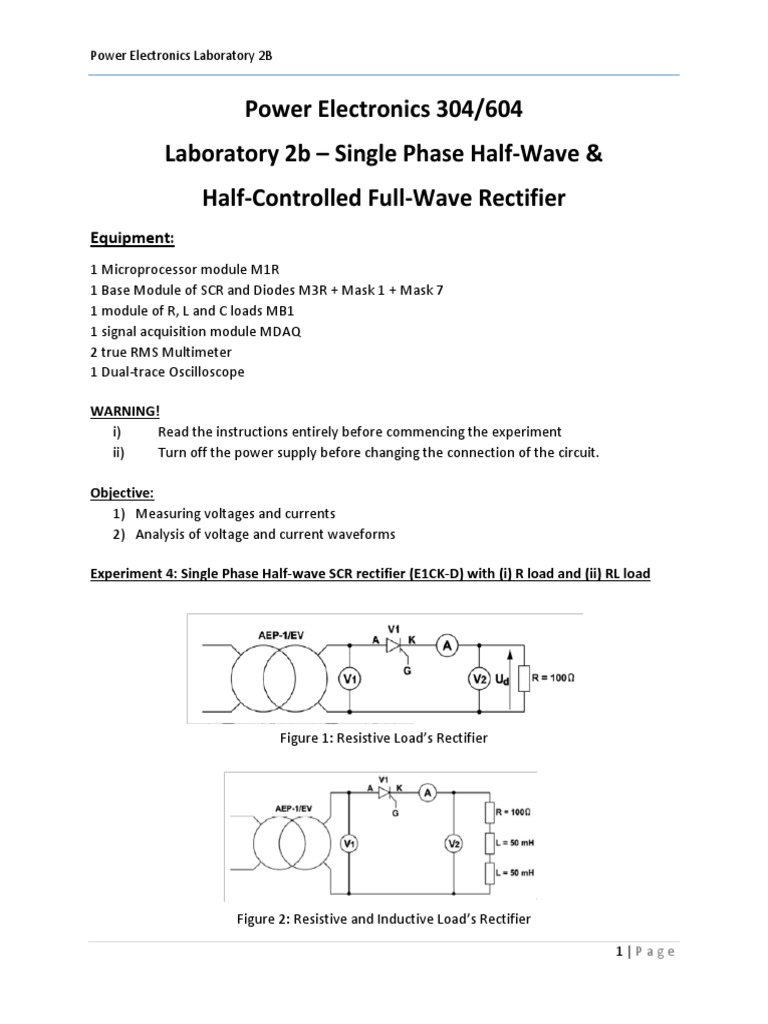 Power Electronics Laboratory 2B | PDF | Rectifier | Resistor