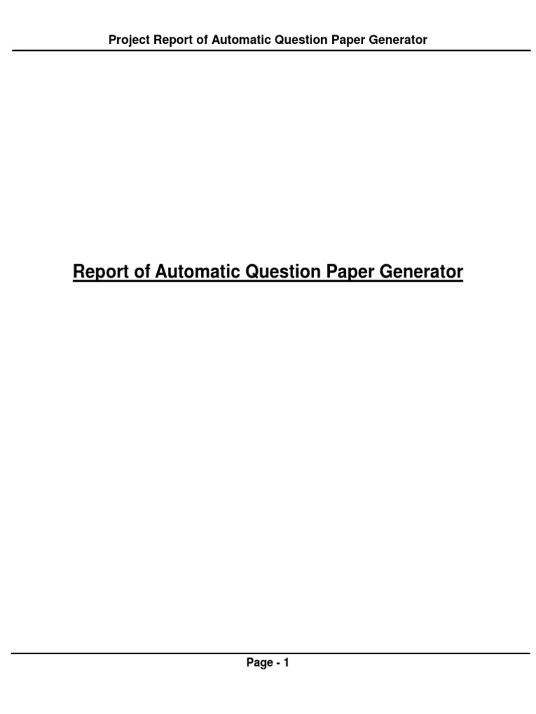 Automatic Question Paper Generator | PDF | Software Testing ...