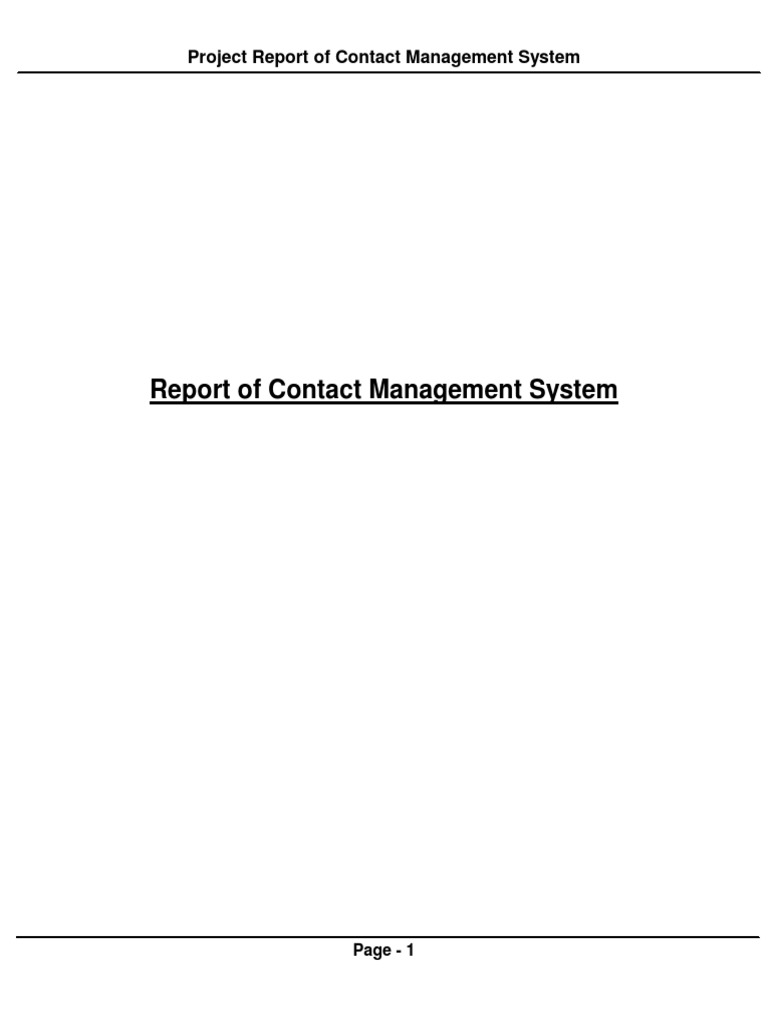 Contact Management System | PDF