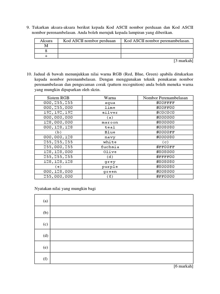 Ujian 1 Ask Tingkatan 2 | PDF