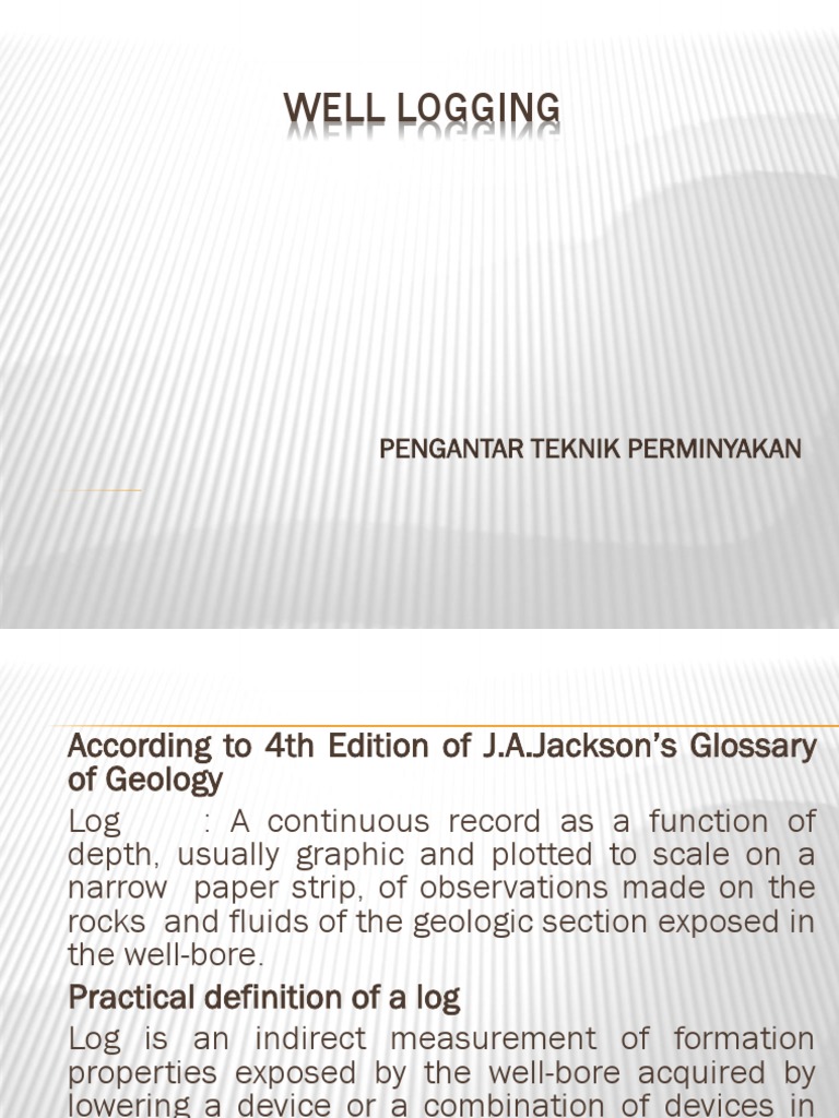 Well Logging: Pengantar Teknik Perminyakan | PDF | Chemistry | Physical ...