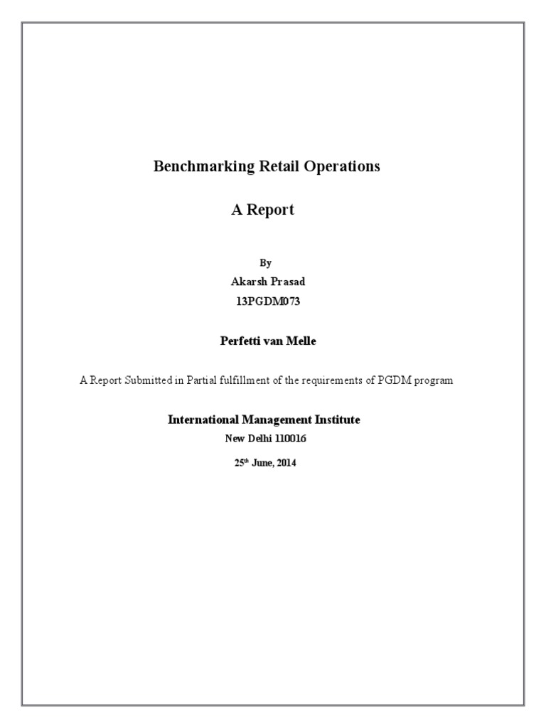 Benchmarking Retail Operations A Report: Perfetti Van Melle | PDF ...