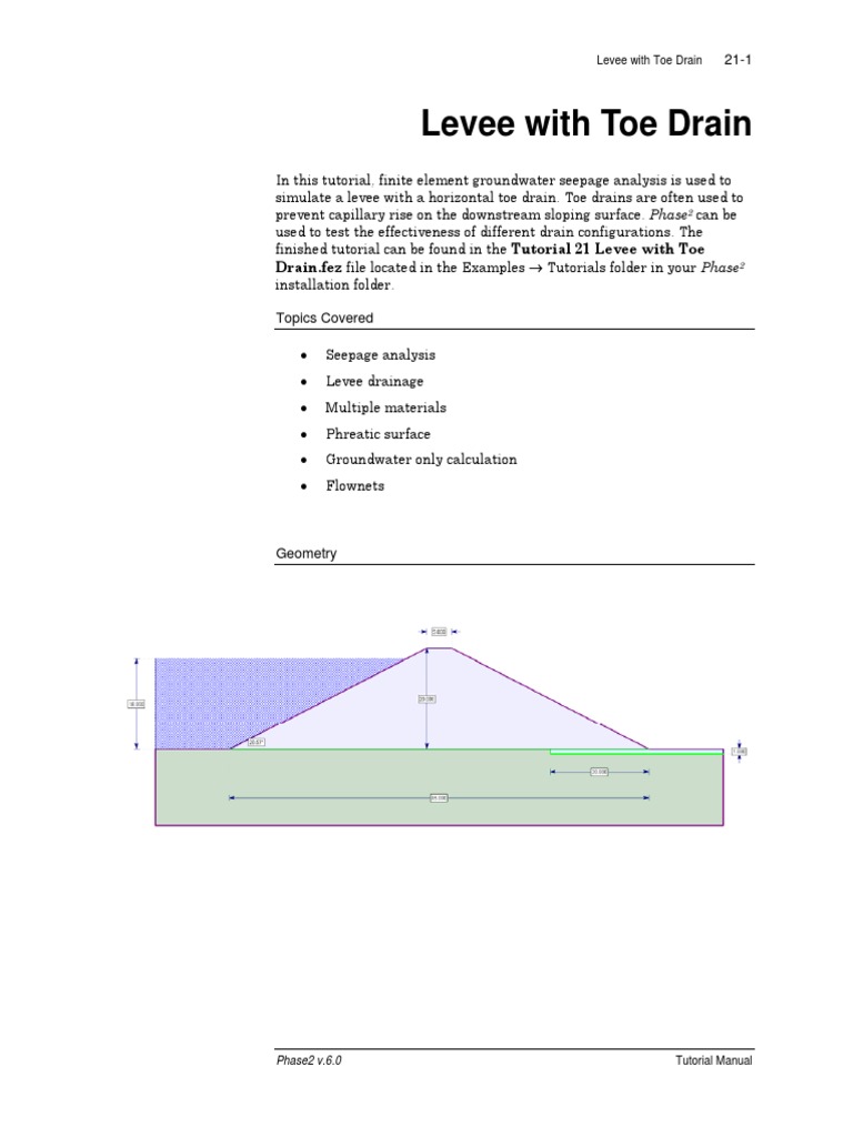 Tutorial 21 Levee With Toe Drain | PDF | Drainage | Levee