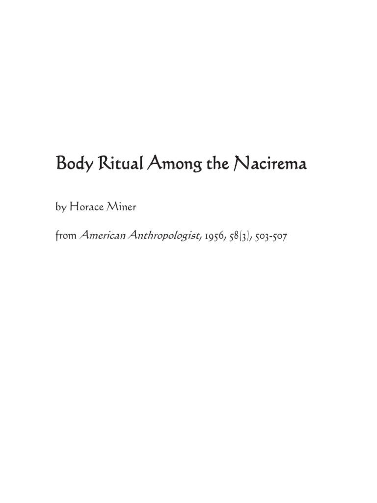 Miner H-1956-Body Ritual Among The Nacirema | PDF | Social Anthropology ...
