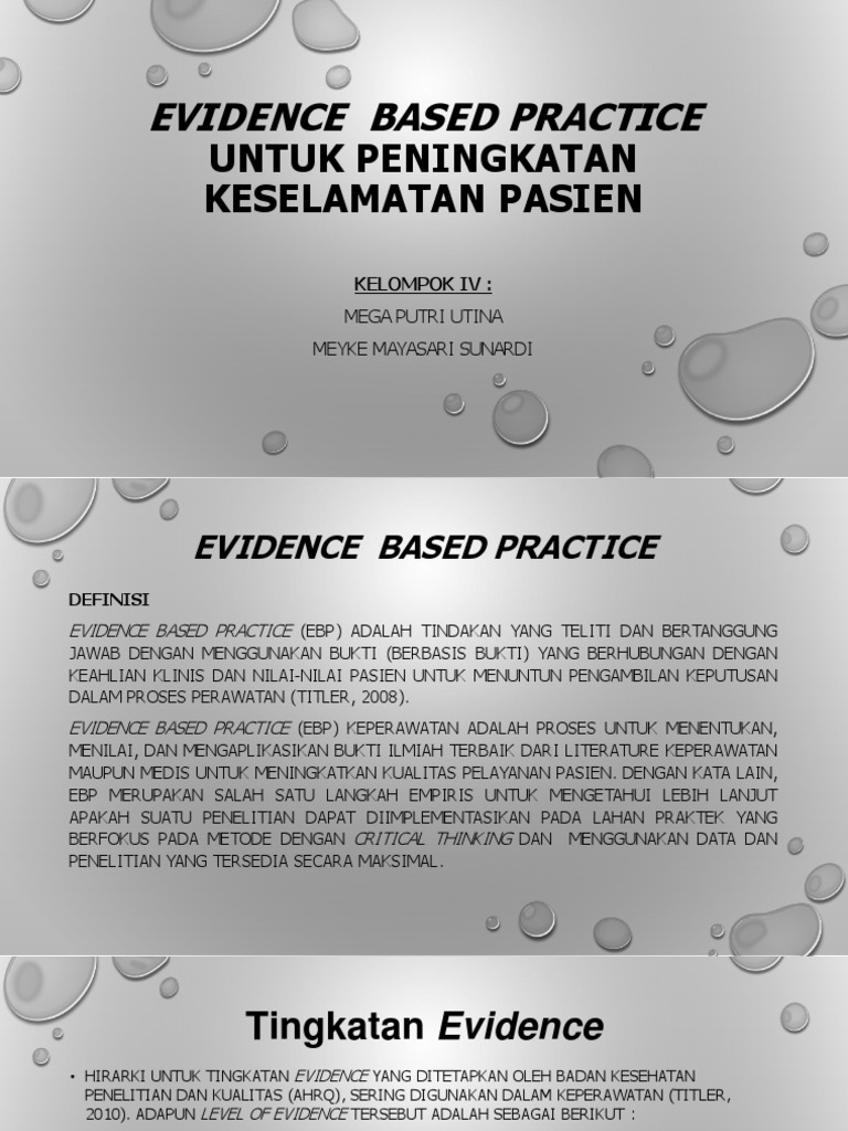Evidence Based Practice Untuk Peningkatan Keselamatan Pasien | PDF