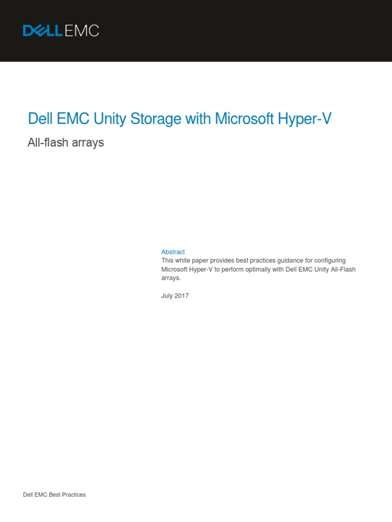h16388 Dell Emc Unity Storage Microsoft Hyper V | PDF | Hyper V ...
