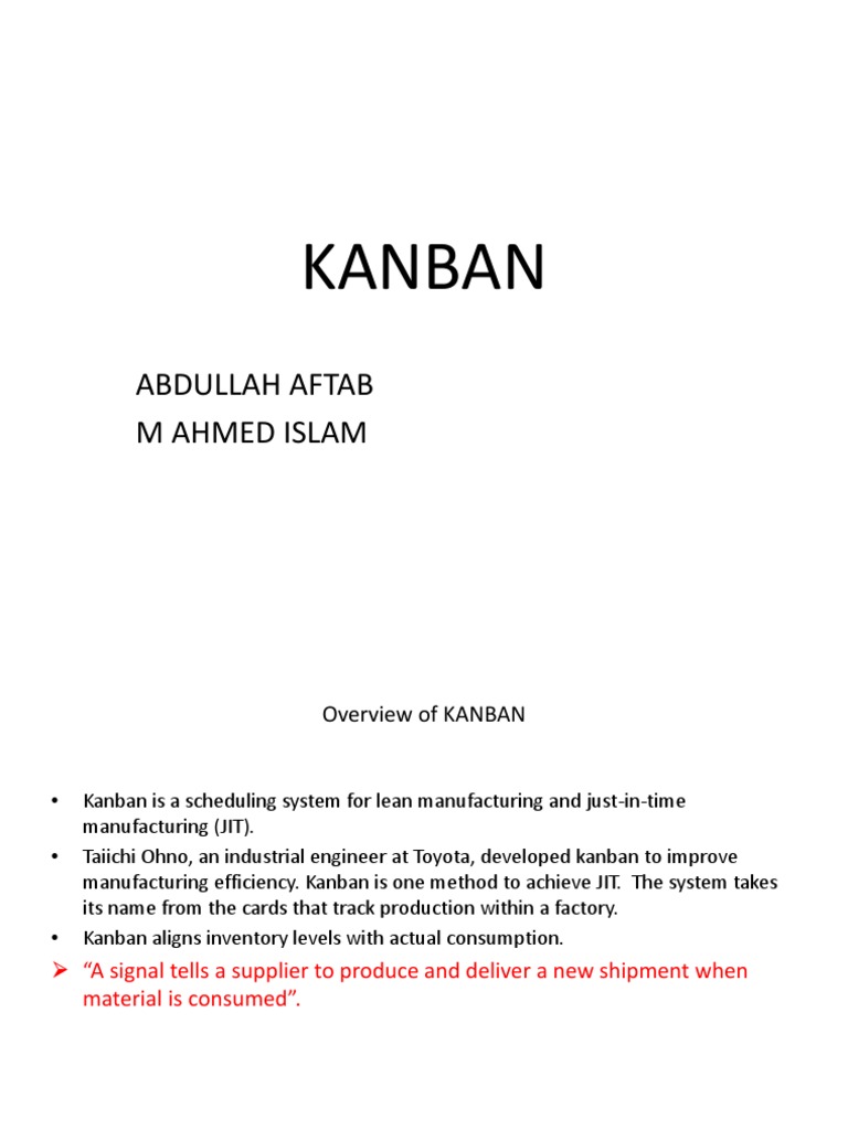 Kanban: Abdullah Aftab M Ahmed Islam | PDF | Economic Sectors | Systems Theory