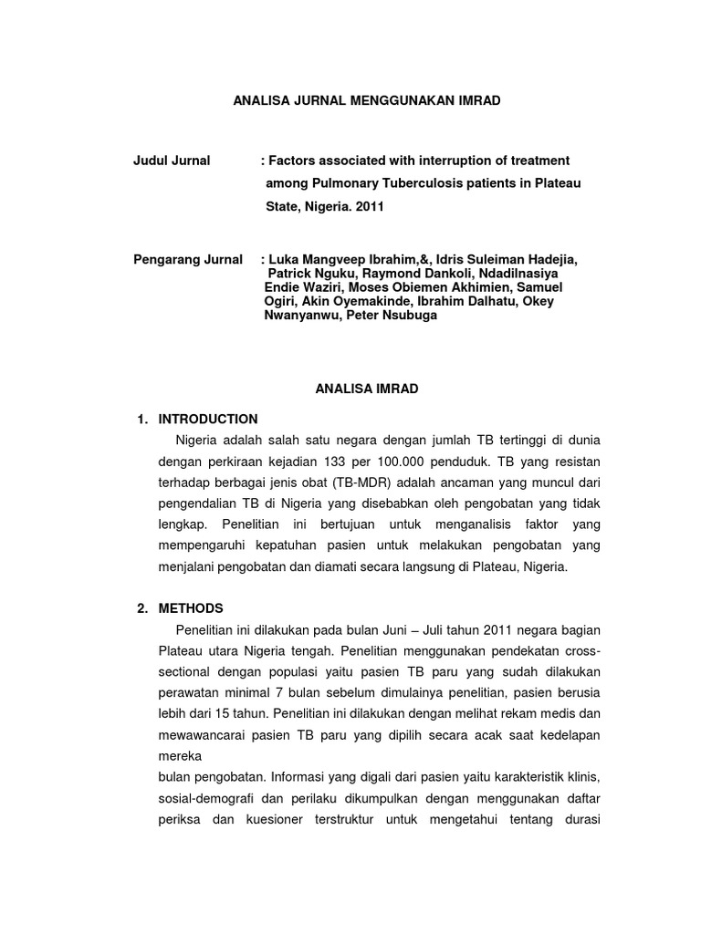 Analisis Jurnal Metode IMRAD TB | PDF | Pengembangan Diri