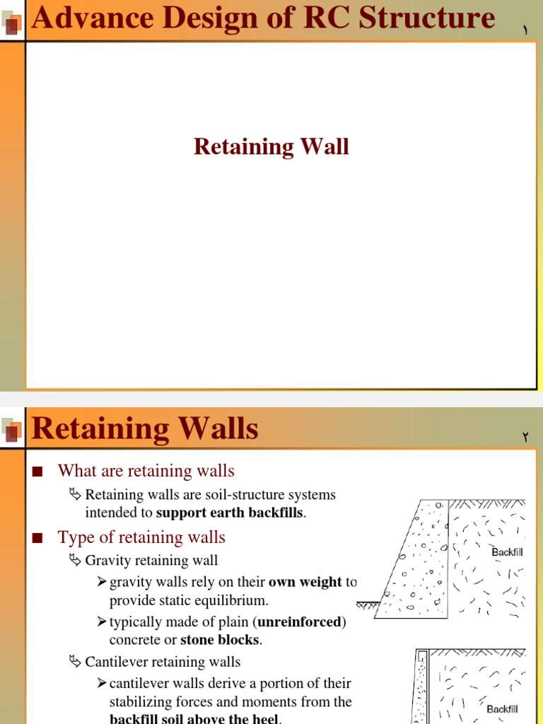 Retaining Wall: Advance Design of RC Structure | PDF | Geotechnical ...