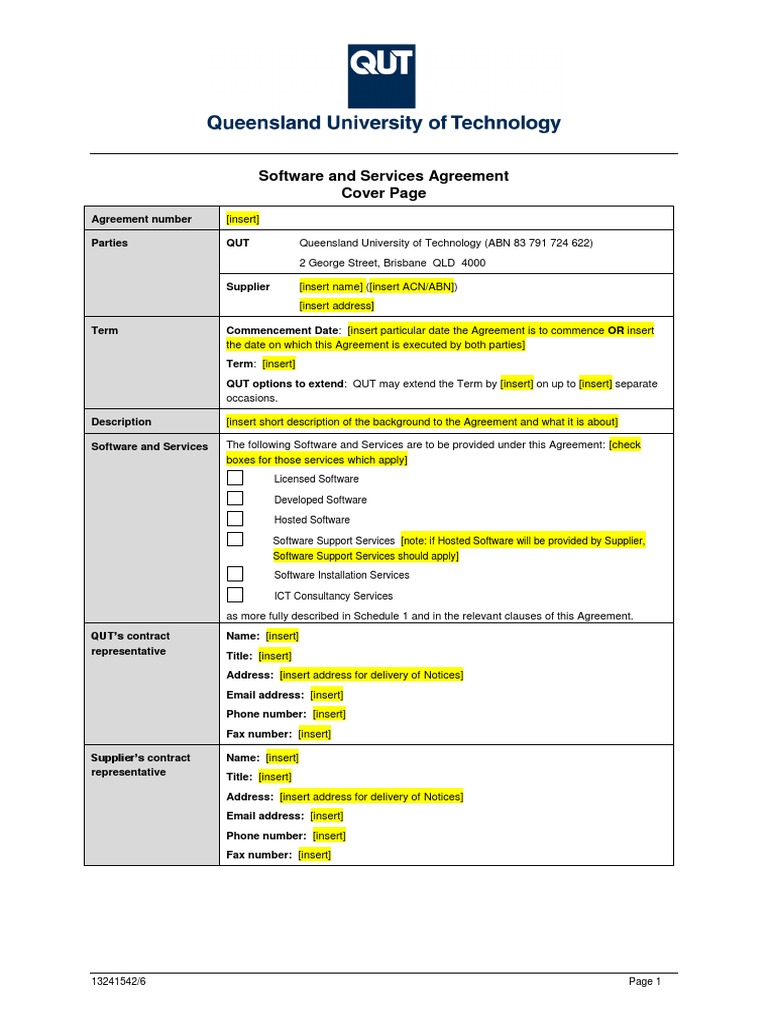 Software and Services Agreement Template | PDF | Liquidation | Employment