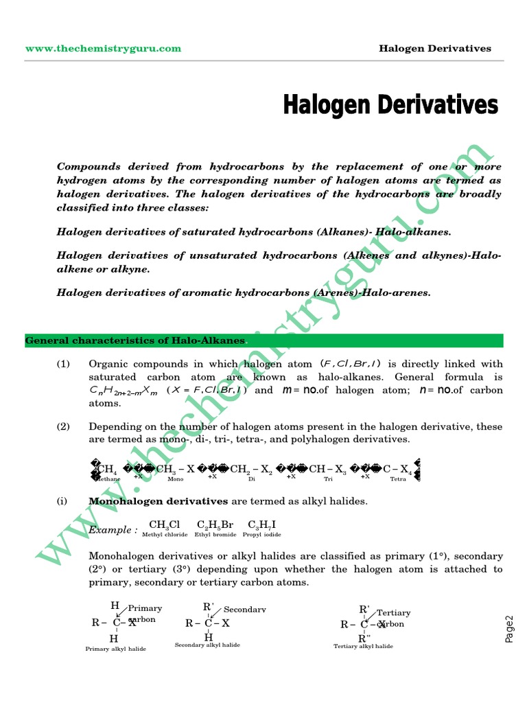 Halogen Derivatives Part 1 (Final) Eng | PDF | Alkene | Methyl Group