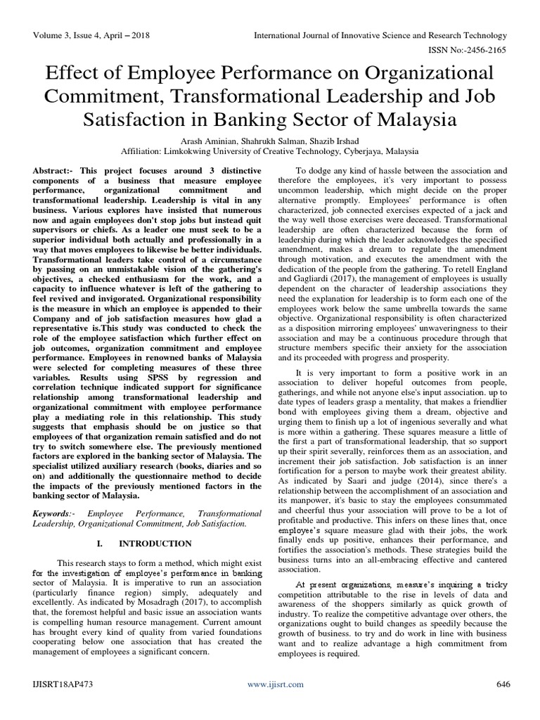 Effect of Employee Performance On Organizational Commitment ...